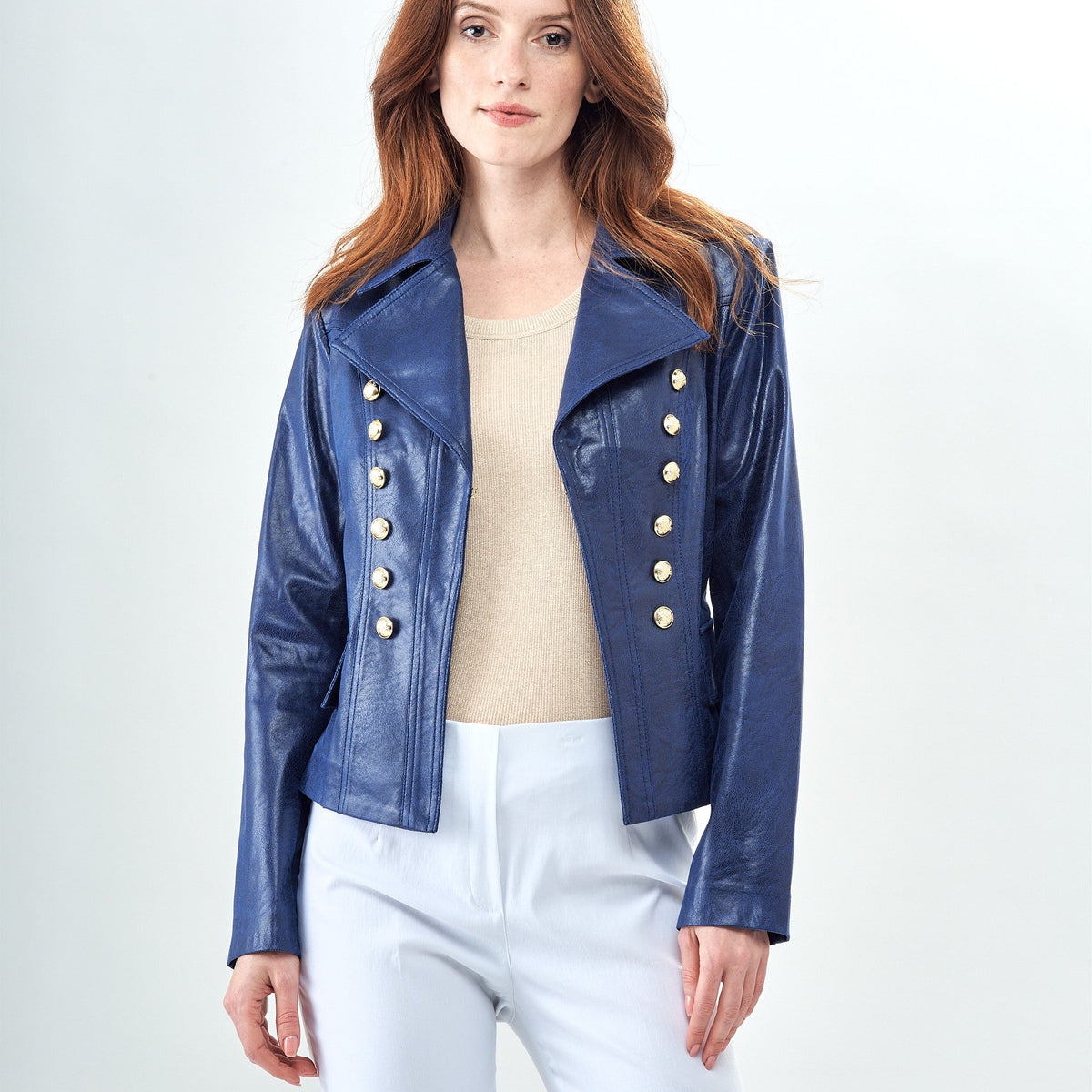 Insight Vegan Leather Jacket-Blue Dusk w/Accent Stripes ...