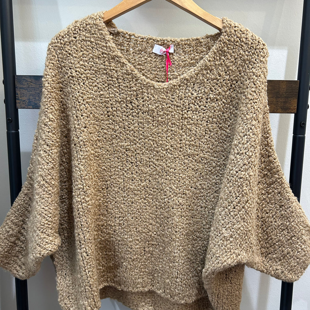 Yolly Loose Knit Scoop Neck Sweater - Camel – msbankeny.com
